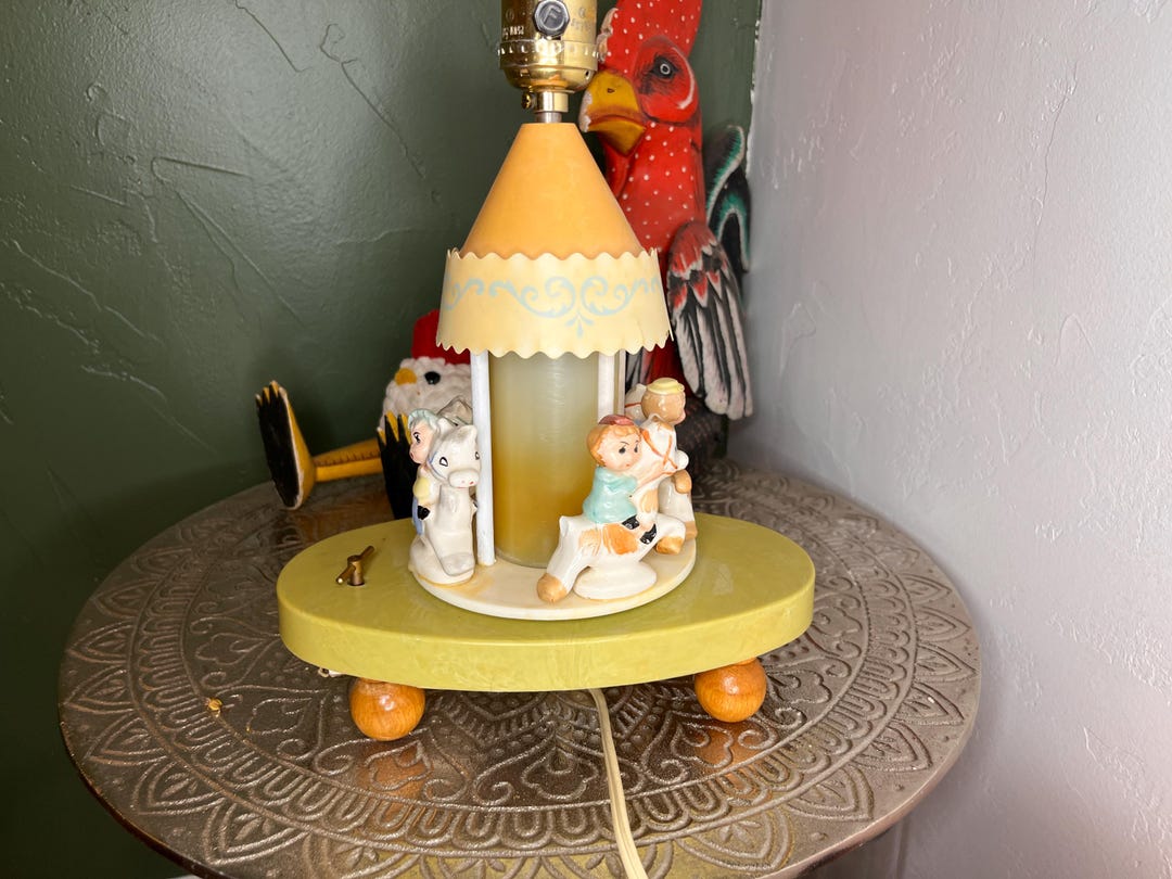Vintage Lamp Music Box Nursery Lamp 1970 70's Nursery Decor Carousel ...