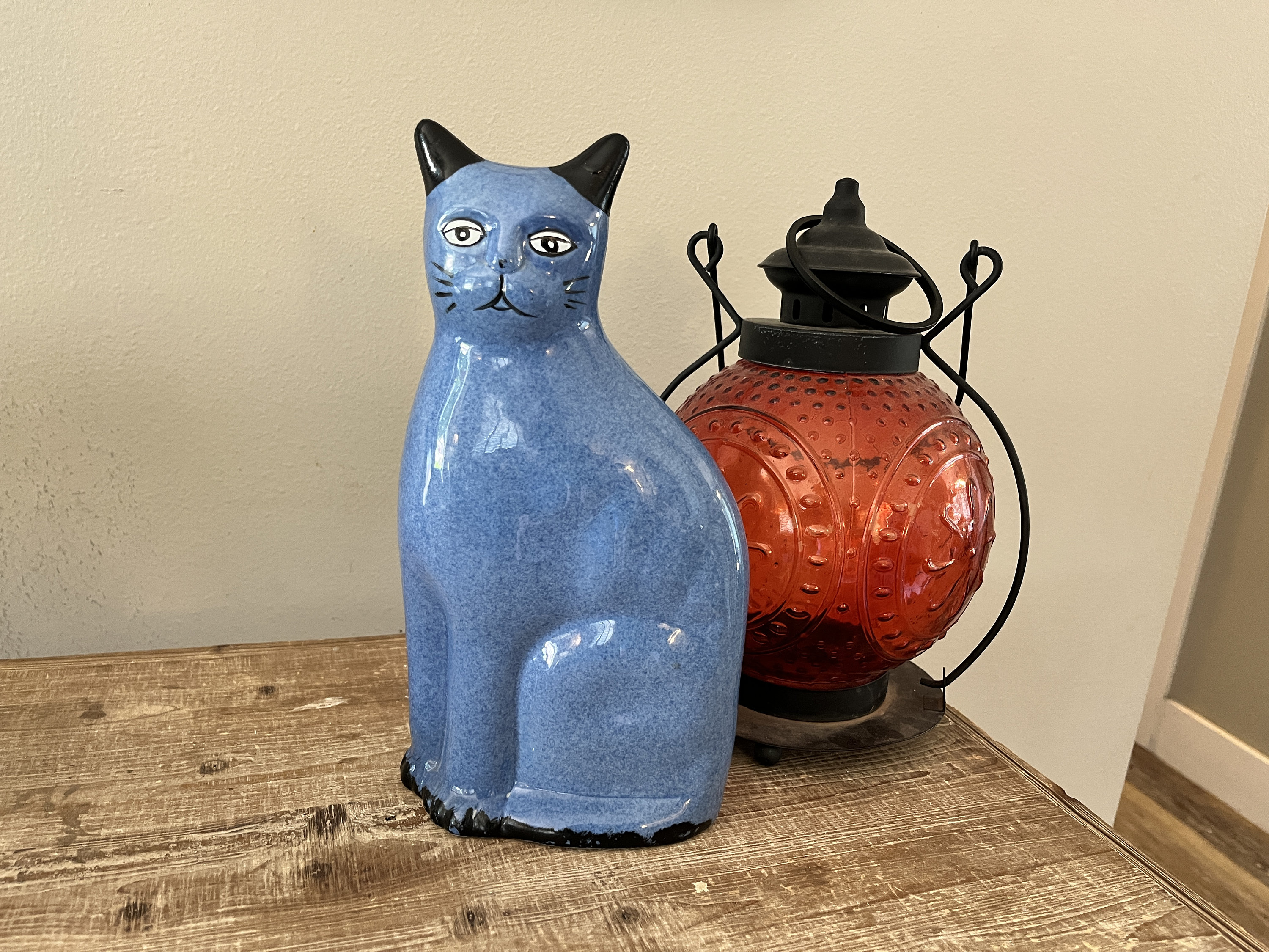 Cat Figurine Blue Calico China - Etsy