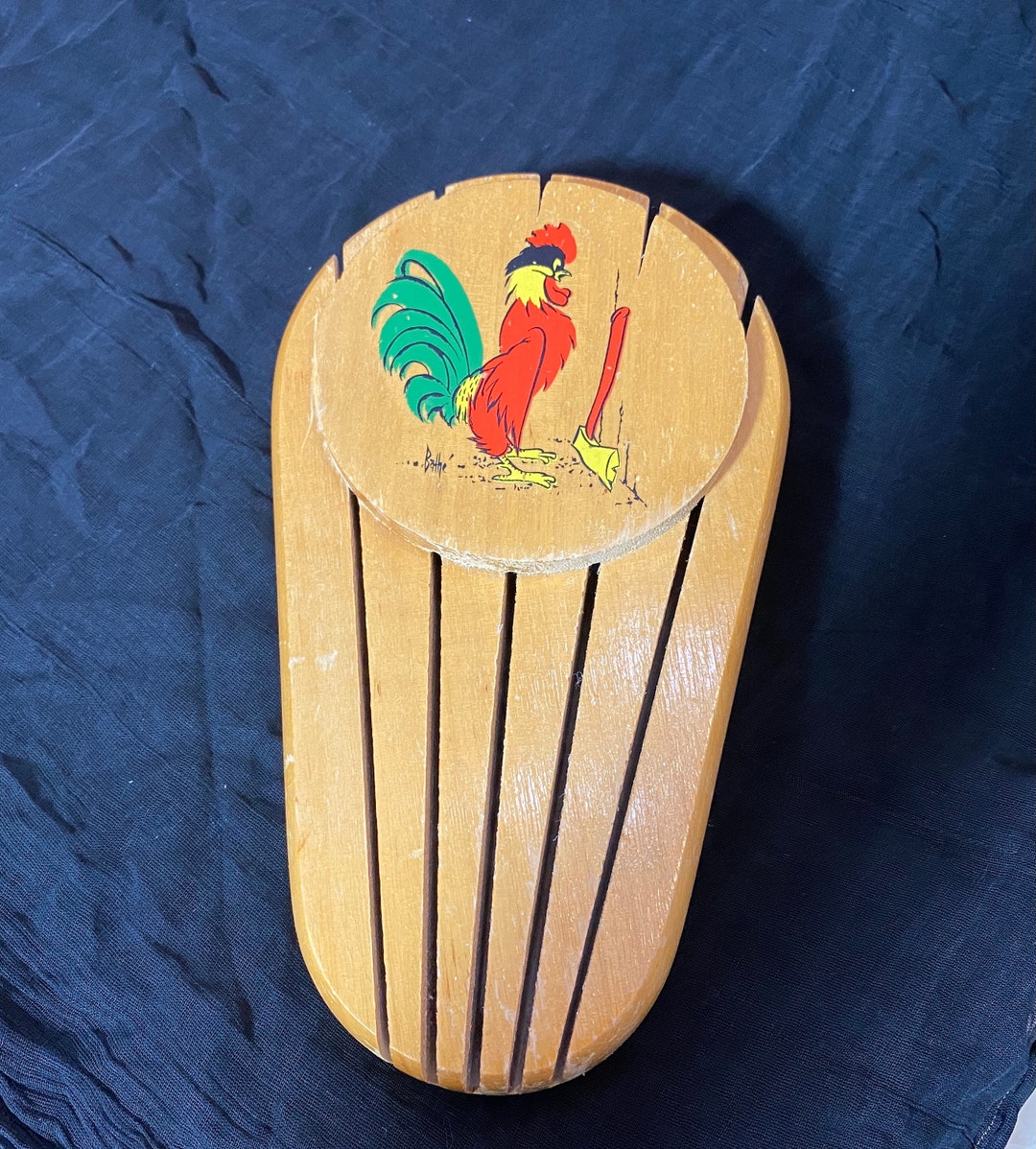 Vintage Knife Holder Kitchen Art Rooster Mid-centery Decor Farm Decor ...