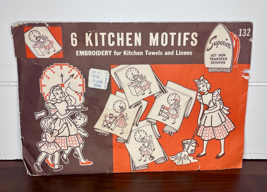 Vintage Kitchen Embroidery Iron on Transfers: 6 Motifs - Etsy