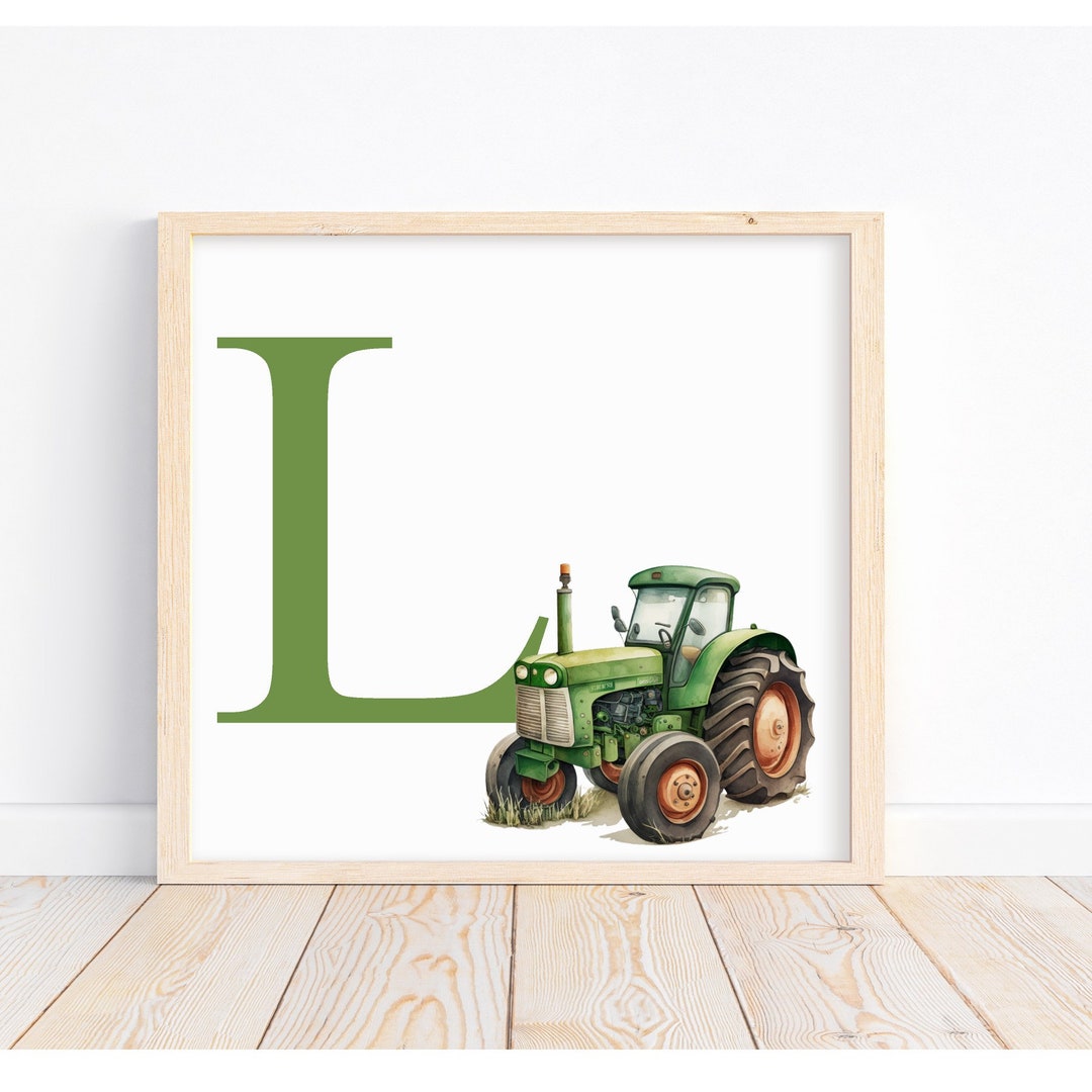 Nursery Art Png, Nursery Letter Png, Green Tractor PNG , Sublimation ...