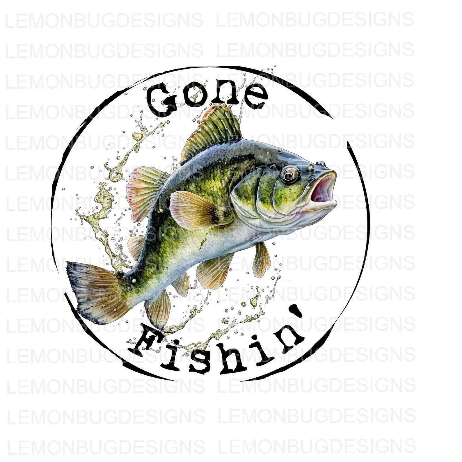 Gone Fishin' PNG, Bass PNG, Fishing PNG, Digital Download, Sublimation ...