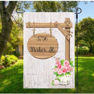Blank Address Garden Flag: Spring Floral Design (digital Download) - Etsy