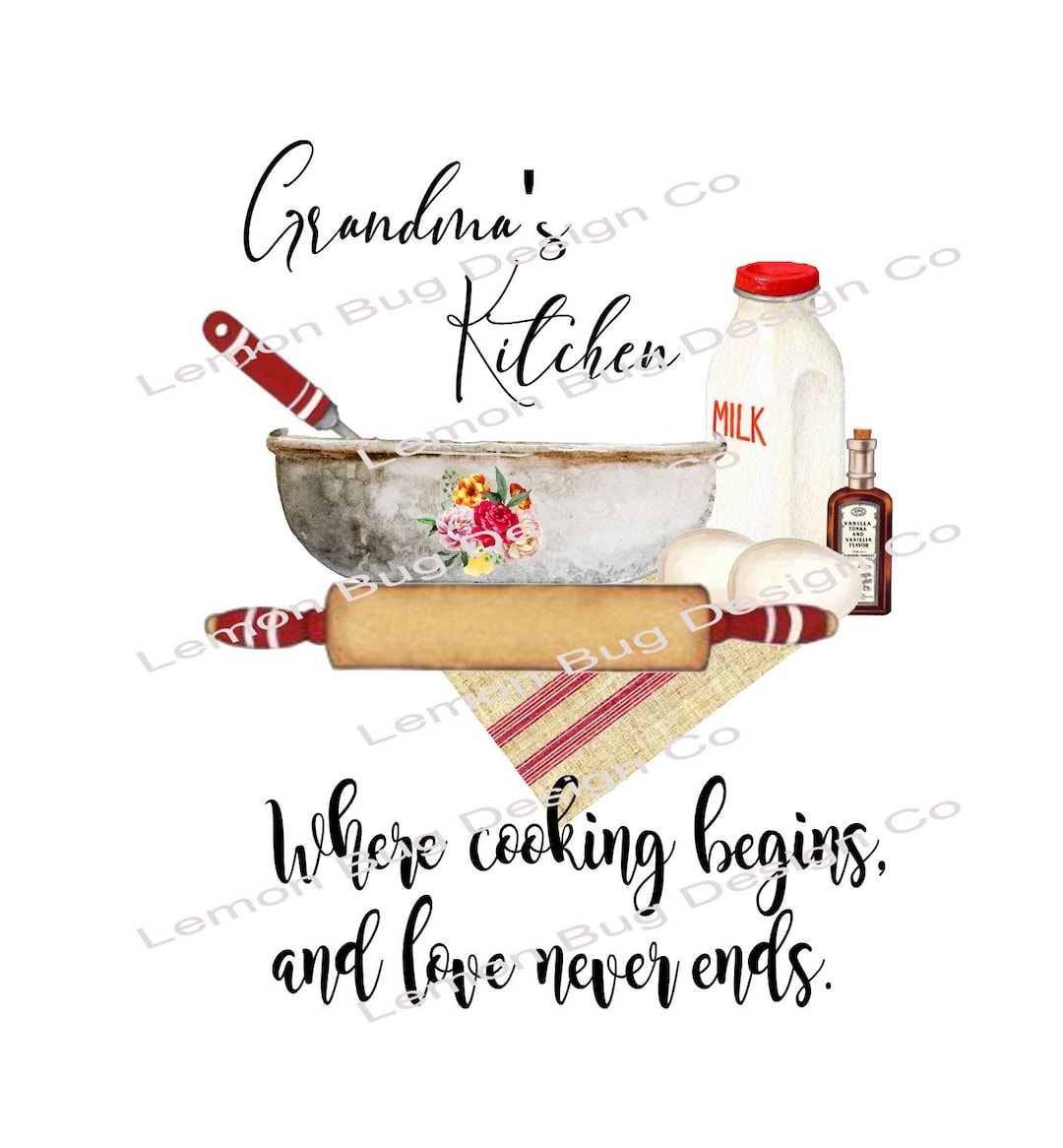 Grandma's Kitchen PNG: Farmhouse Printable Wall Art (digital Download ...