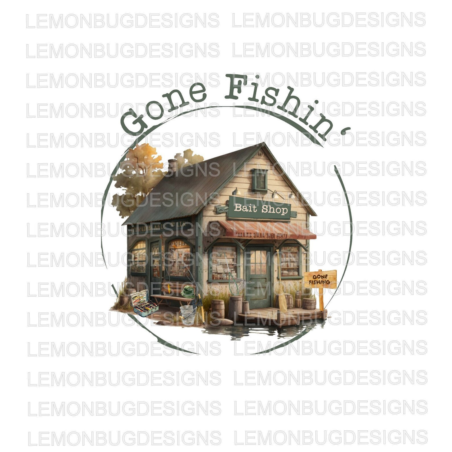 Gone Fishin' PNG, Bait Shop Png, Bass PNG, Fishing PNG, Digital ...