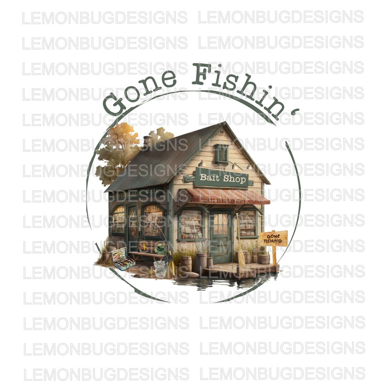 Gone Fishin' PNG, Bait Shop Png, Bass PNG, Fishing PNG, Digital ...