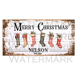 Personalized Christmas Sign Png, Stocking Design Png, Digital Download ...