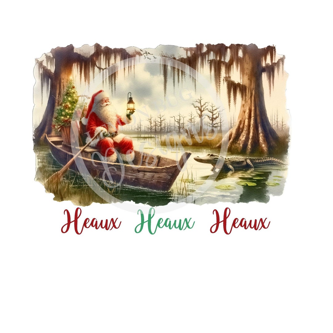 Christmas on the Bayou PNG: Louisiana Santa, Fishing Alligator (digital ...