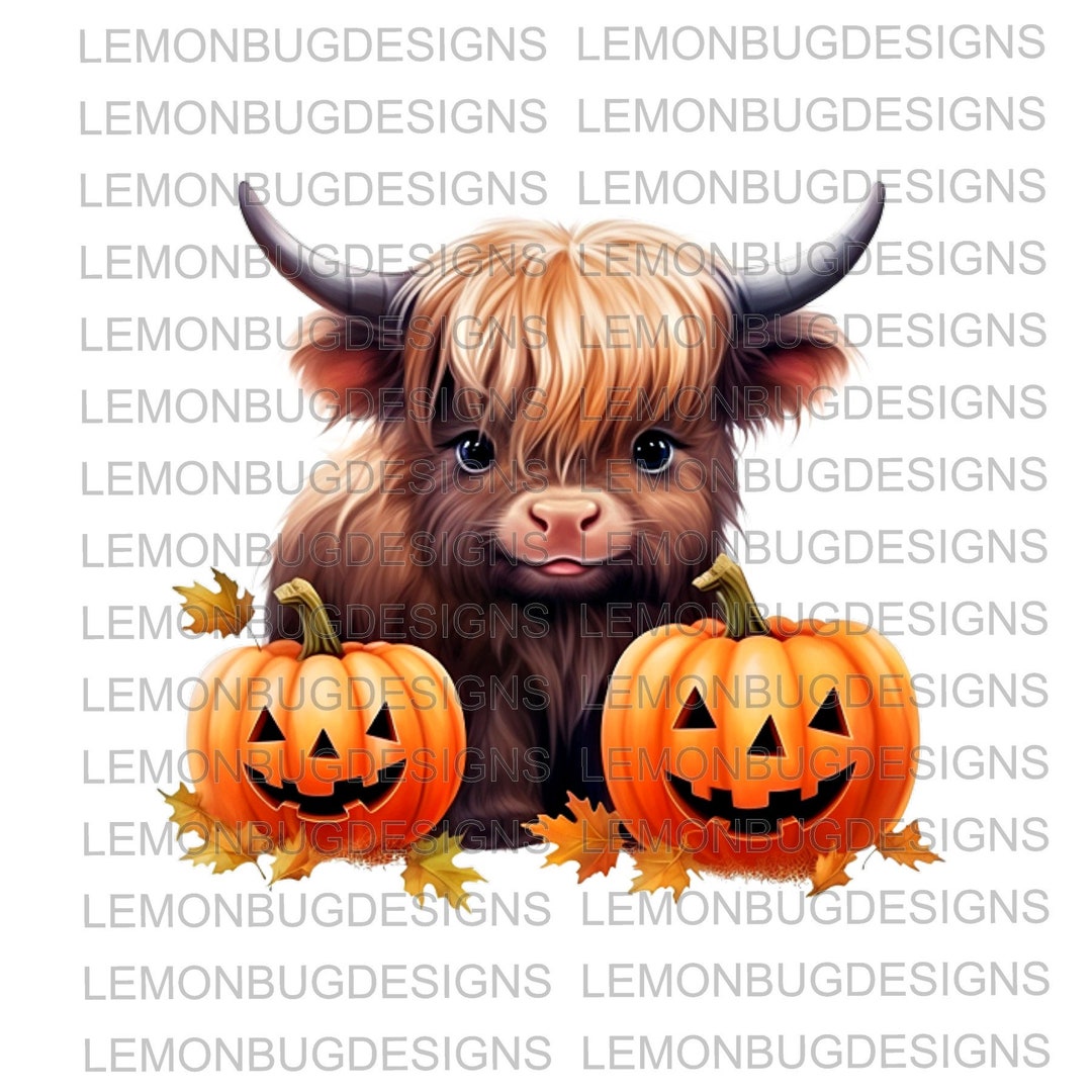 Highland Cow Halloween Png, Little Highland Cow PNG, Highland Cattle ...