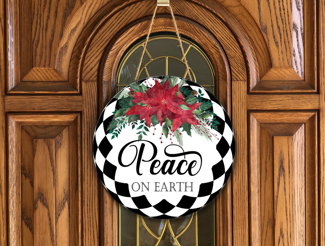 PNG, Peace on Earth Front Door Sign, PNG, Christmas Png, Farmhouse ...