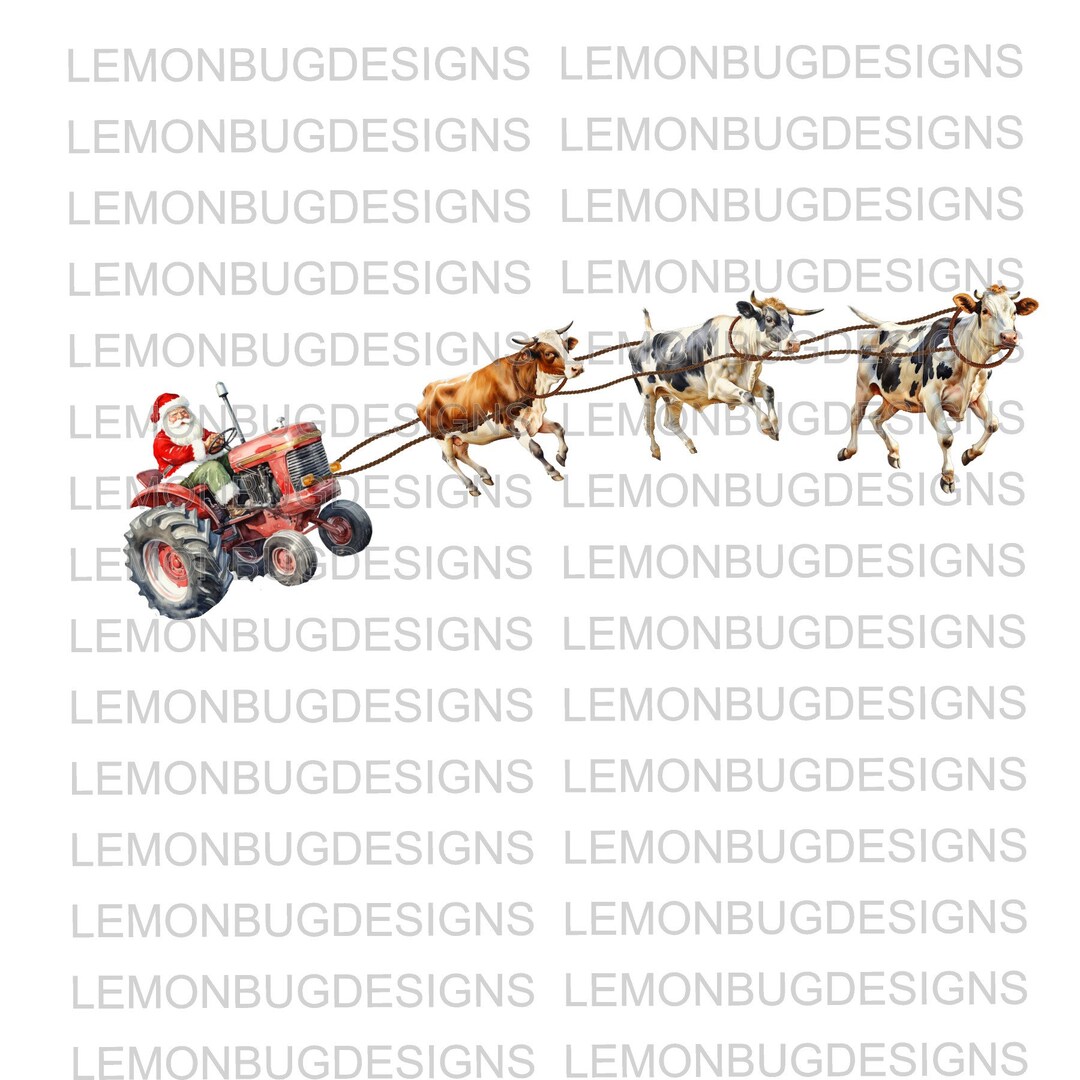 Santa Claus on a Tractor Png, Cows Png ,christmas Png, Farmhouse, Merry ...
