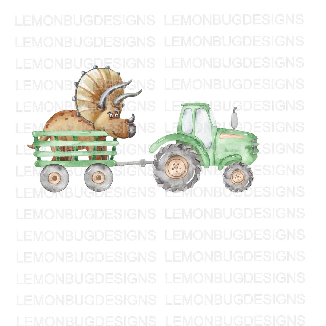 Dinosaur Hauling Tractor PNG: Children's T-shirt Design (digital ...