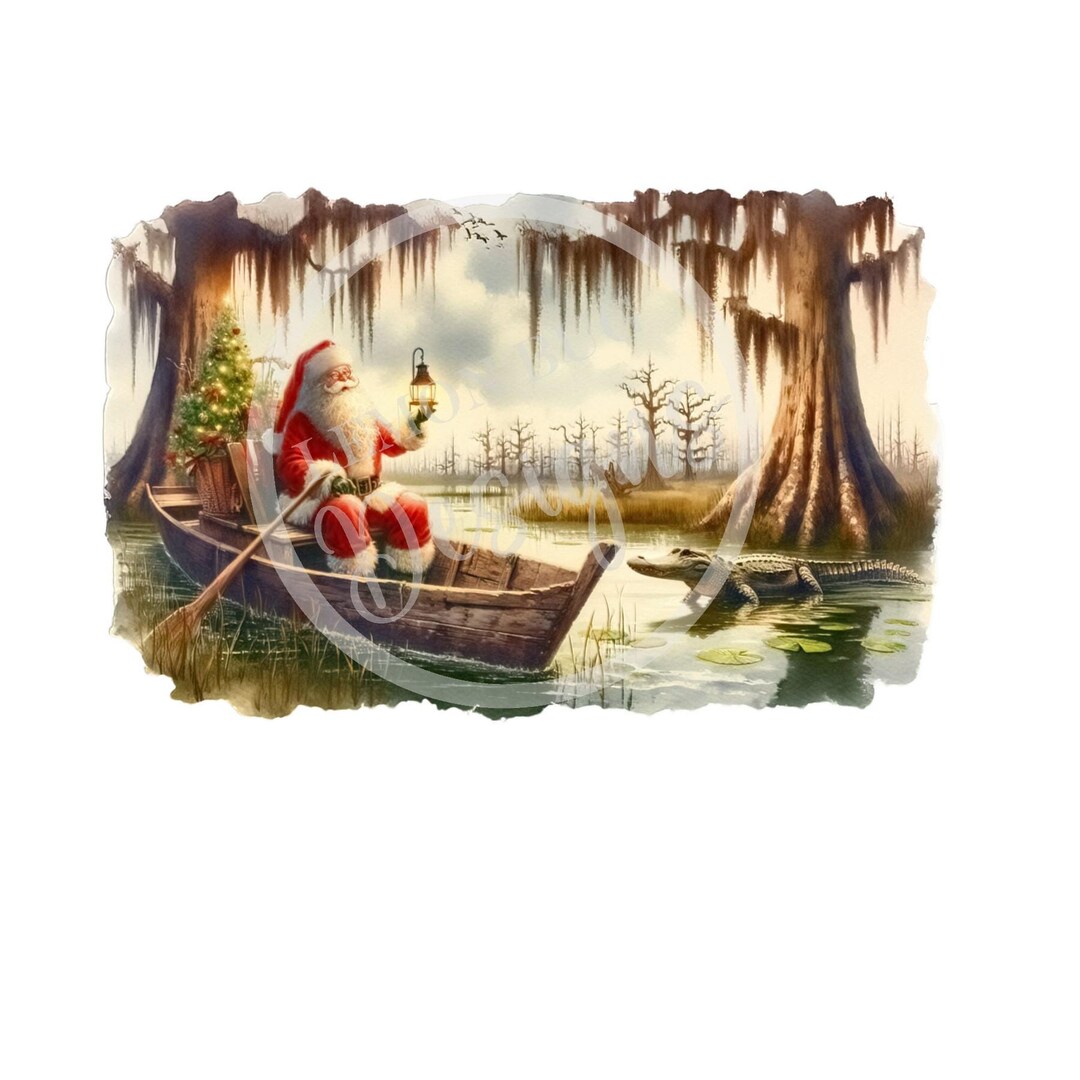 Christmas on the Bayou PNG: Santa, Alligator, Louisiana (digital ...