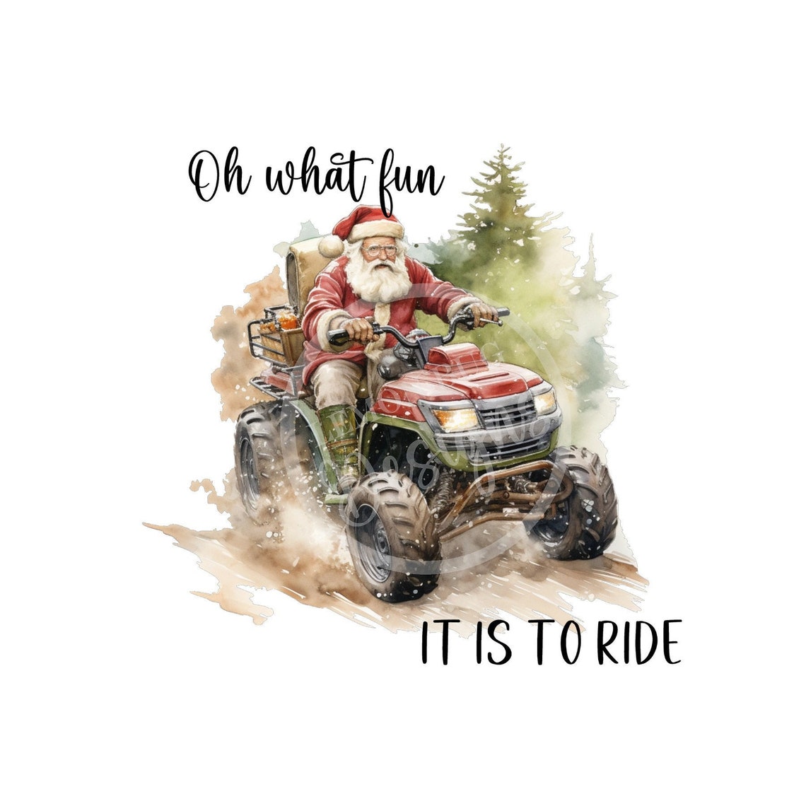 Four Wheelin' Santa PNG: ATV Christmas Digital Design (digital Download ...