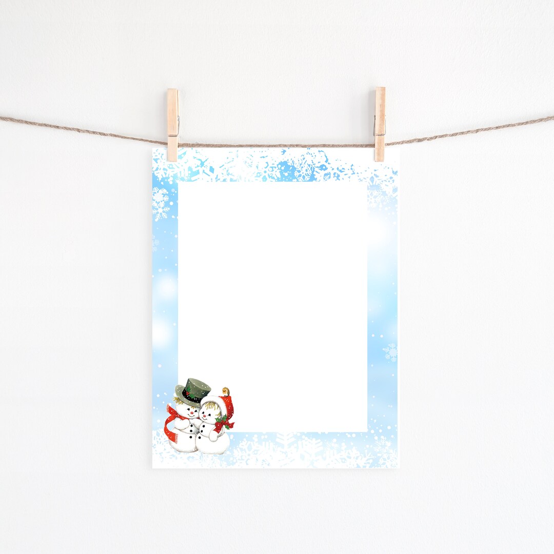 PNG, Snowman Stationery, Printable, Editable Stationery, Digital ...