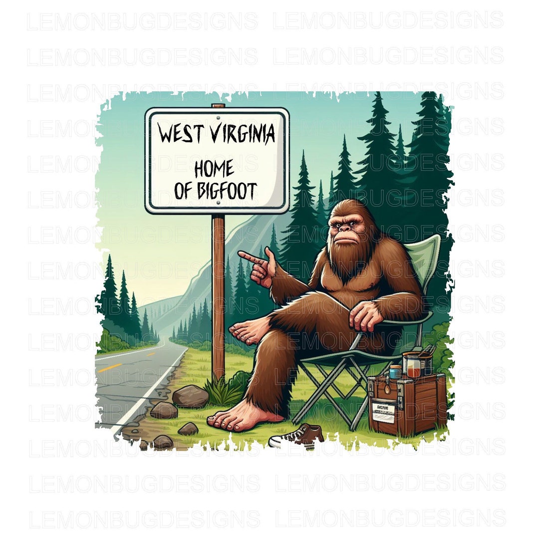 West Virginia Home of Bigfoot , Hillbilly Squatch PNG, Bigfoot PNG ...