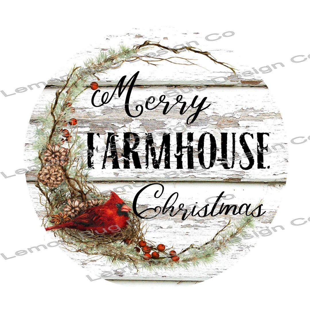 PNG, Merry Farmhouse Christmas, PNG, Christmas Png, Farmhouse, Cardinal ...