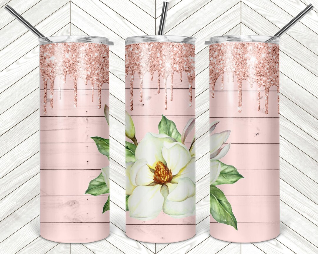 PNG, Southern Magnolia , Pink Wood, Pink Glitter Drip, 20 Oz., Digital ...