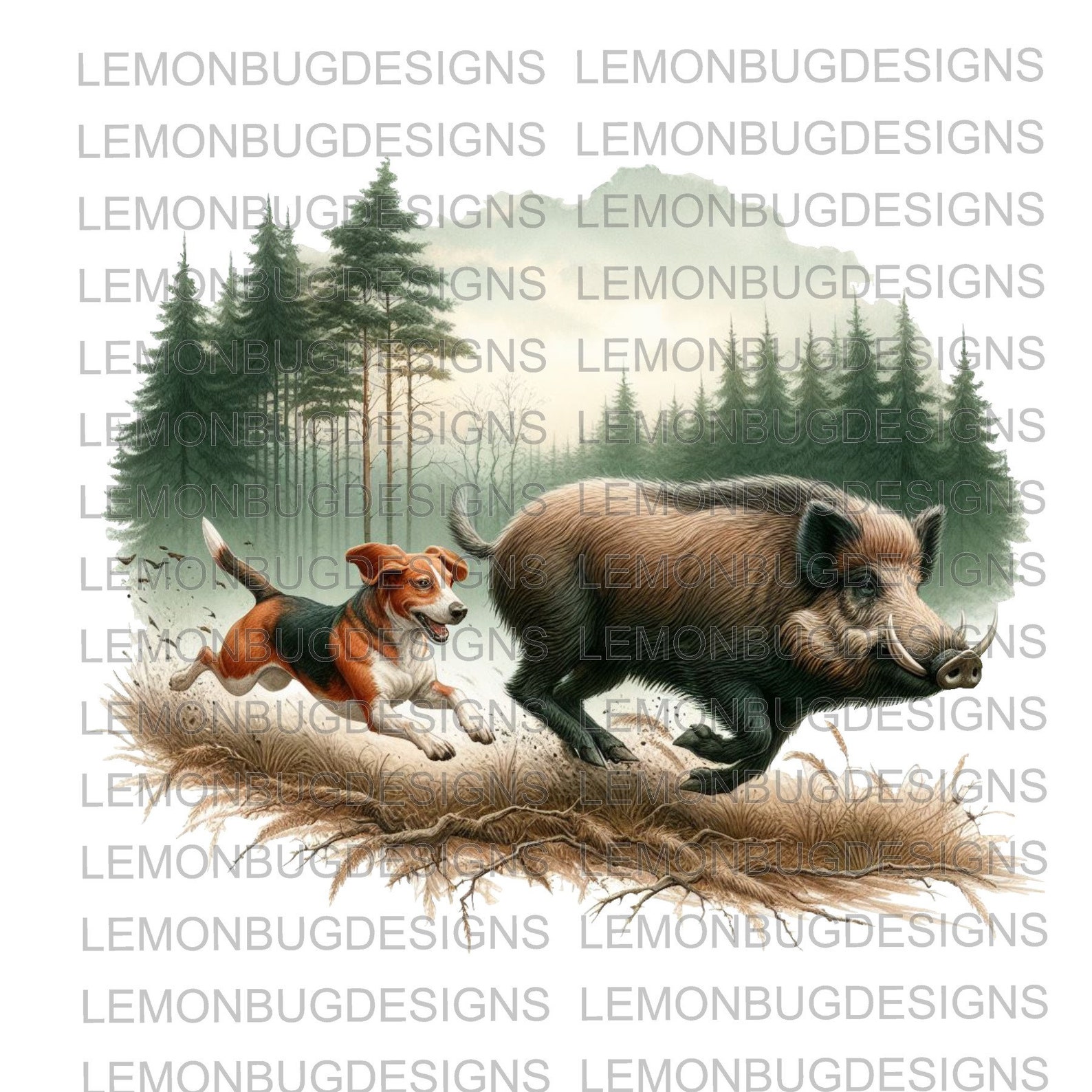 Wild Boar Hunt PNG: Dog Hunting Art (digital Download) - Etsy