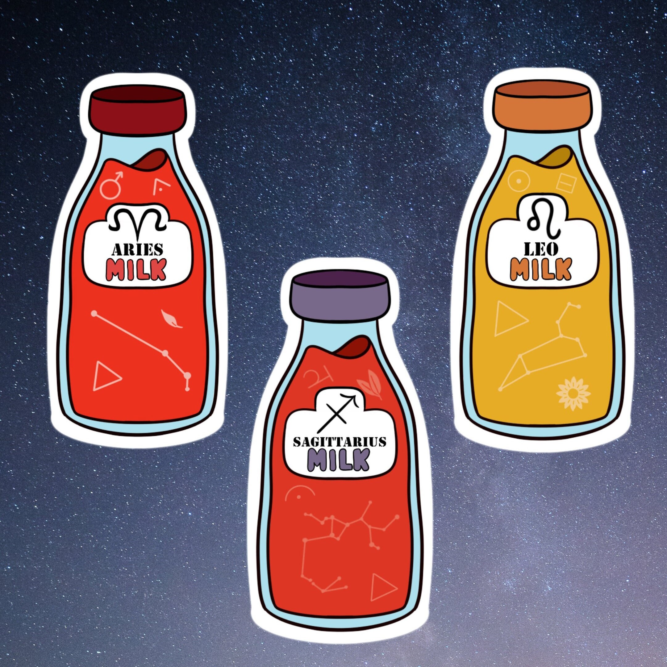 Zodiac Milk Fire Sign Flavors Sticker - Etsy