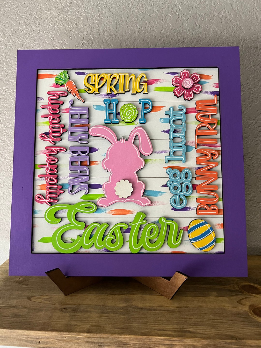 Easter Word Sign, 11x11 Framed Sign, Easter Bunny, Egg Hunt, Spring ...