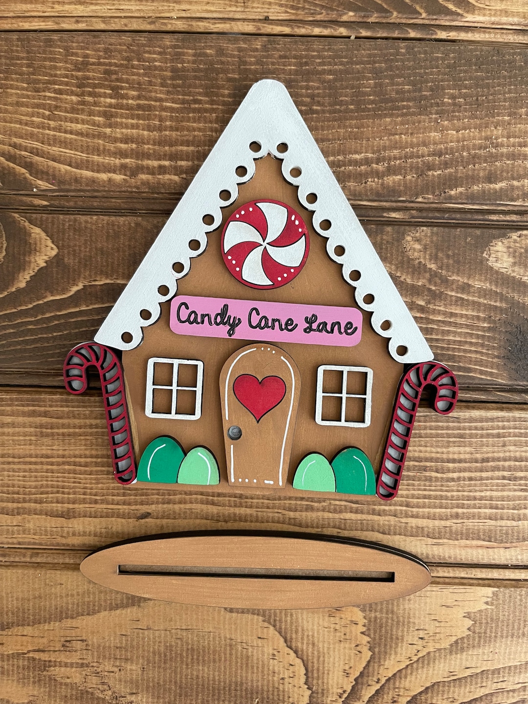 Gingerbread House, Candy Cane Lane, DIY or Painted - Etsy