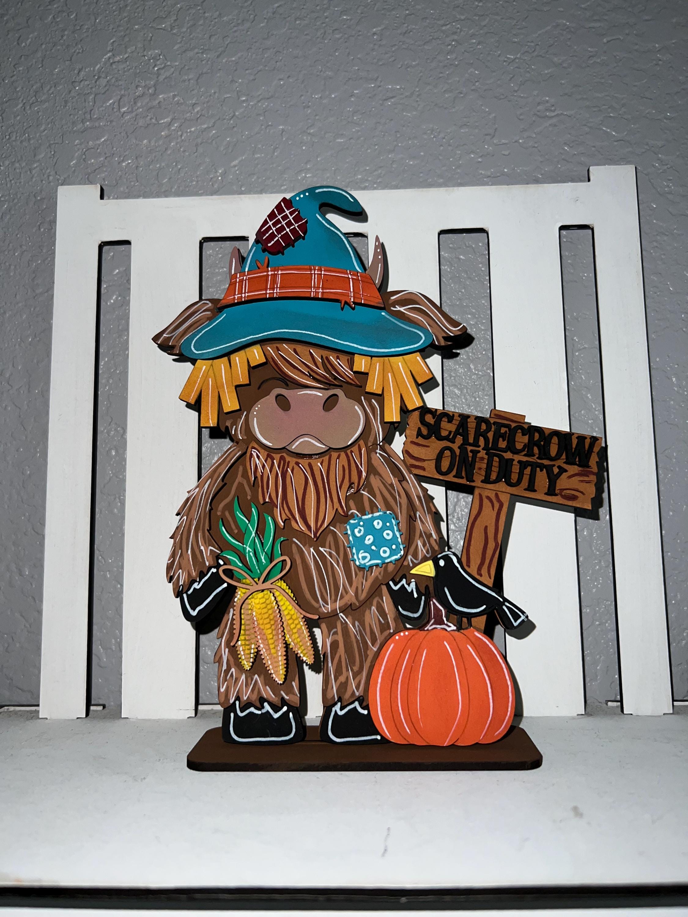 Highland Cow Scarecrow Shelf Sitter - Etsy