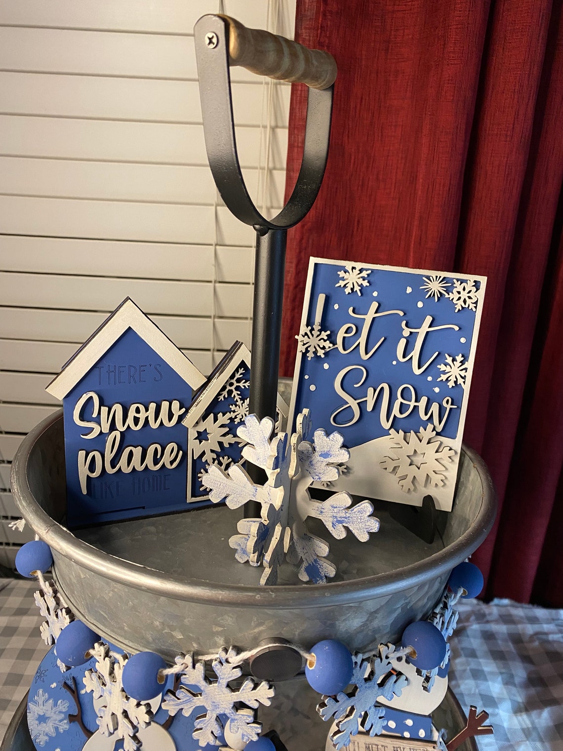 Let It Snow Tiered Tray Home Decor Decorative Trays - Etsy