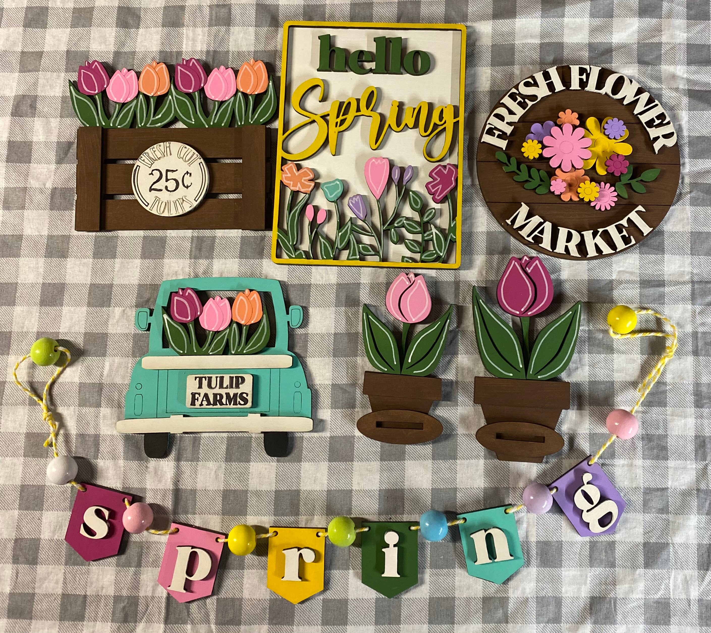 Spring Tiered Tray Decorative Tray Decor Spring Flowers - Etsy