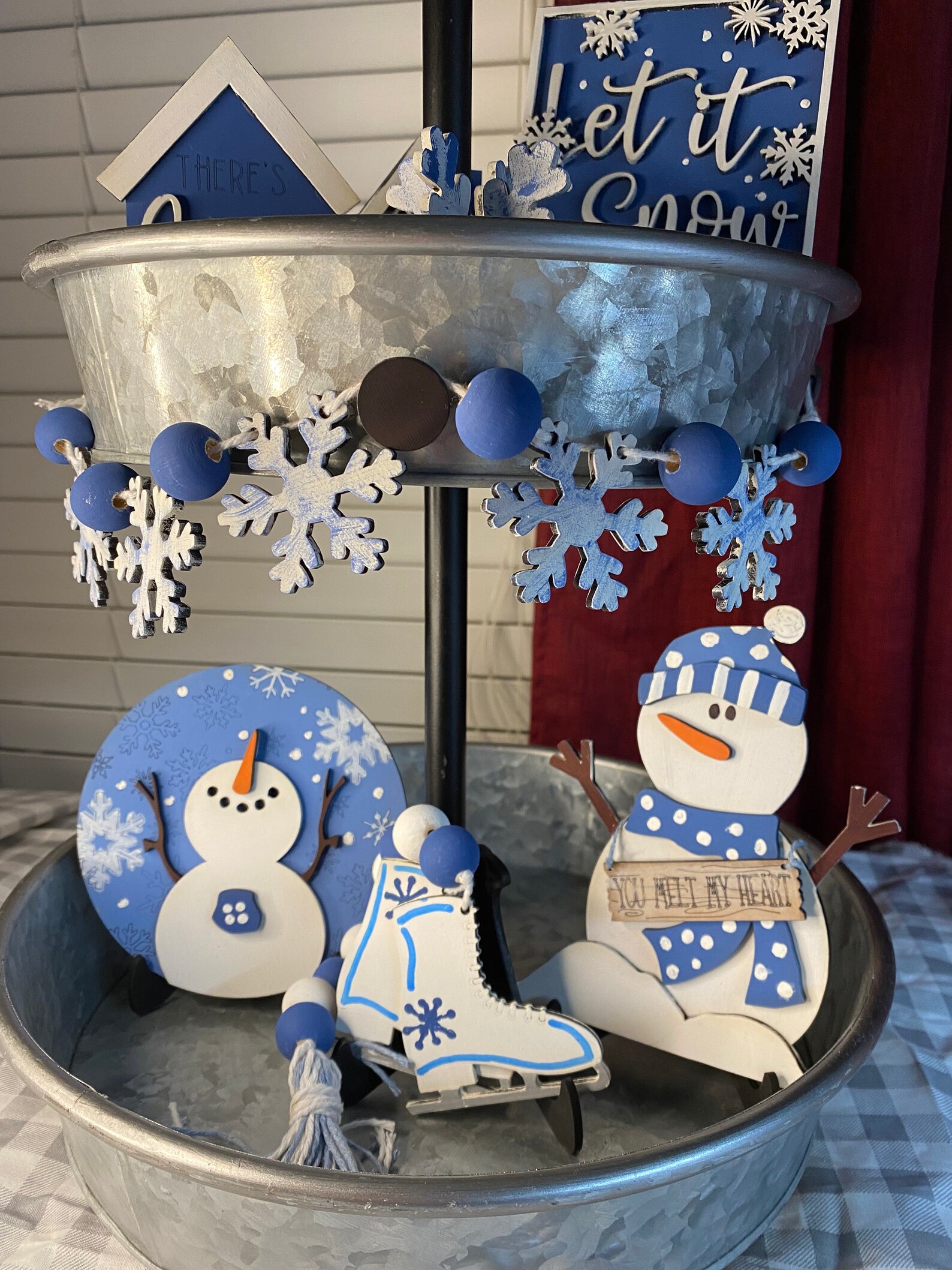 Let It Snow Tiered Tray Home Decor Decorative Trays - Etsy