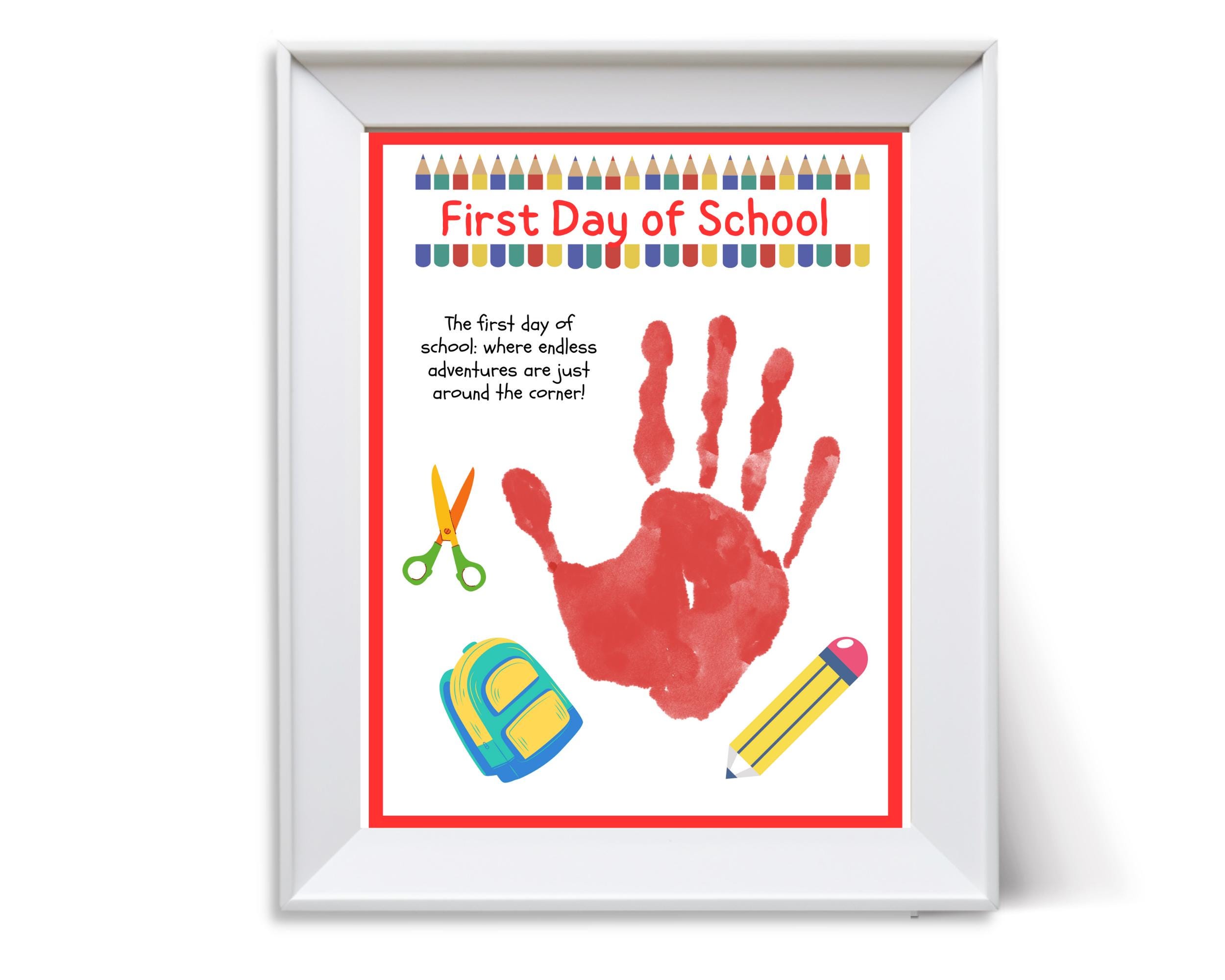 Printable 1st Day of School Handprint Craft for Kids, Back to School ...