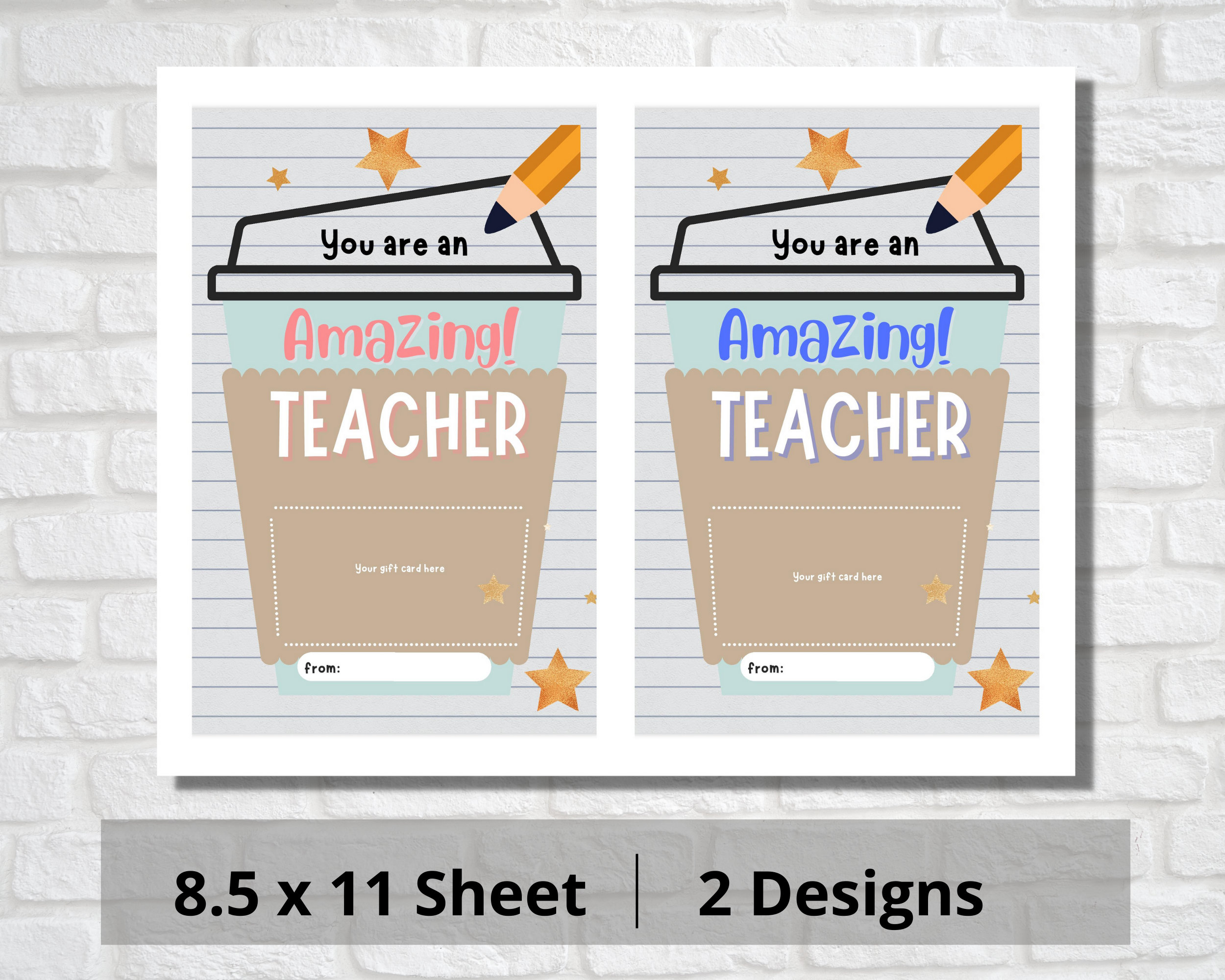 Teacher Appreciation Gift Card Holder Printable (PDF) - Etsy