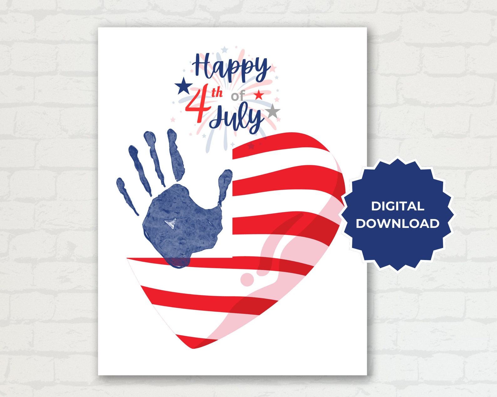 Printable 4th of July Handprint Craft for Kids, 4th of July Keepsake ...