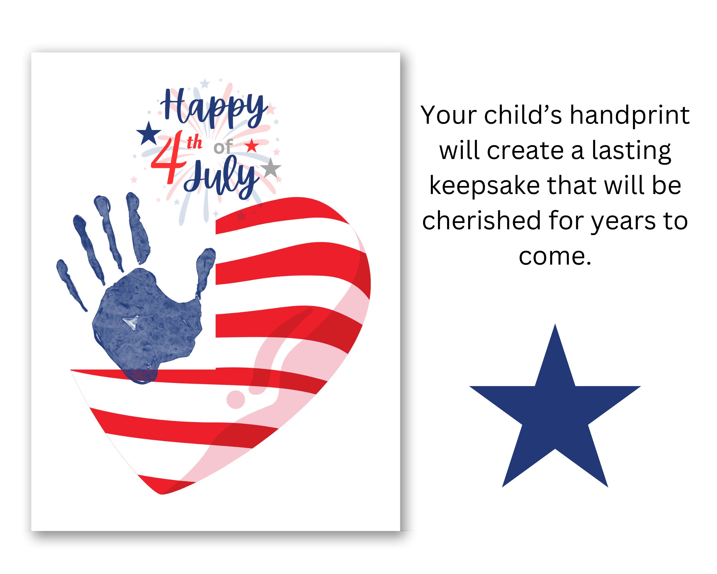 Printable 4th of July Handprint Craft for Kids, 4th of July Keepsake ...