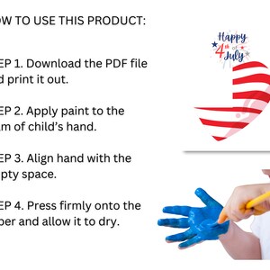 Printable 4th of July Handprint Craft for Kids, 4th of July Keepsake ...