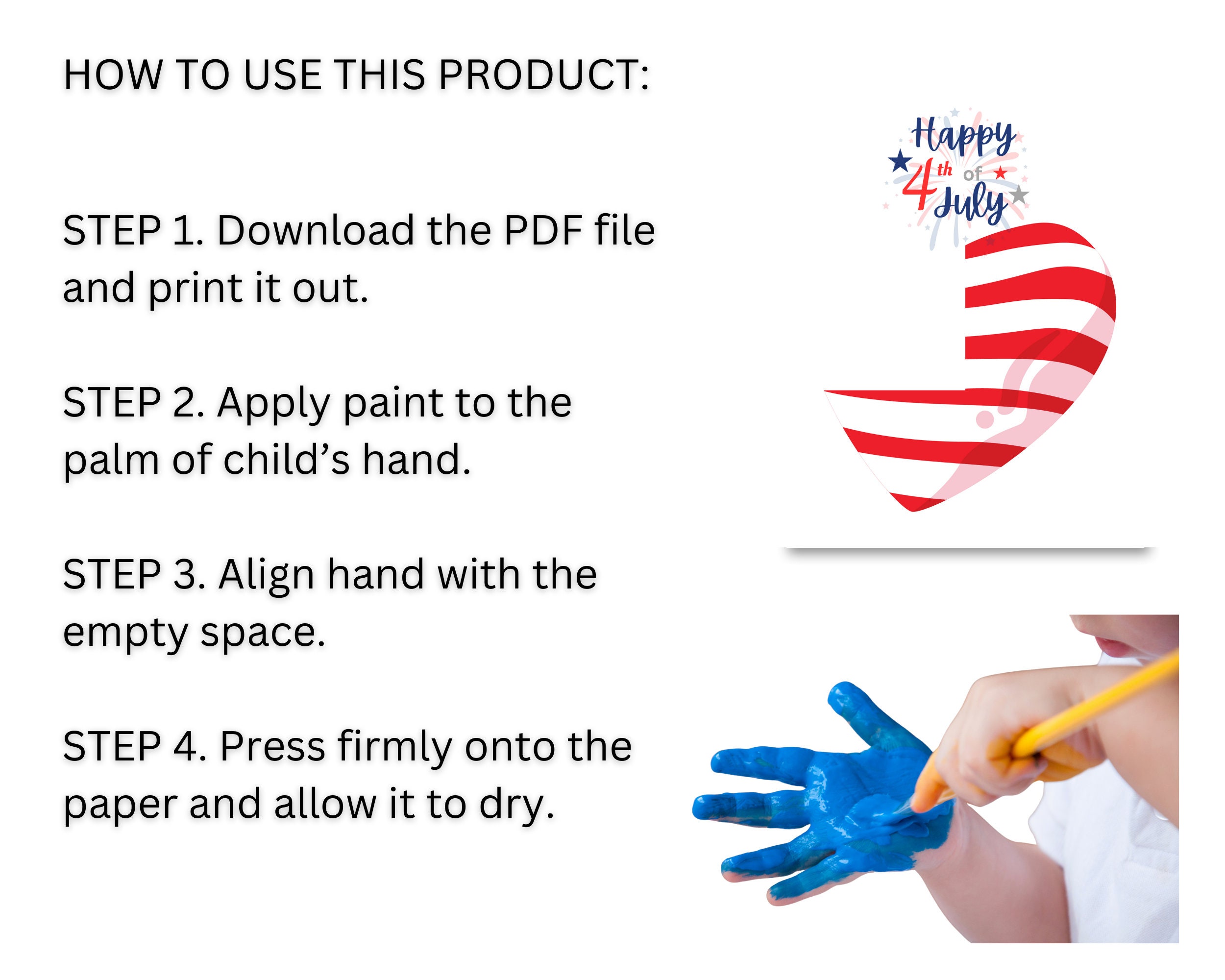 Printable 4th of July Handprint Craft for Kids, 4th of July Keepsake ...