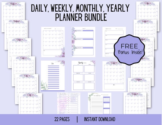 Printable Planner Bundle / Daily Planner/ Weekly Planner / - Etsy