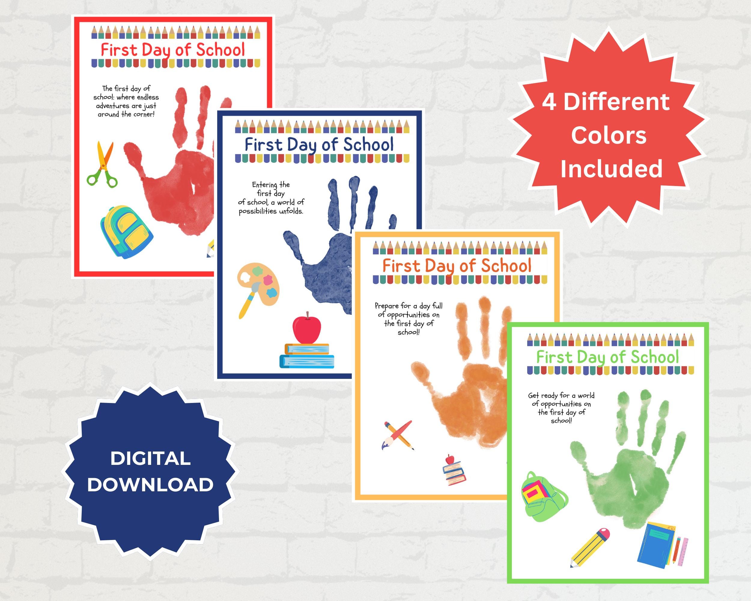 Printable 1st Day of School Handprint Craft for Kids, Back to School ...