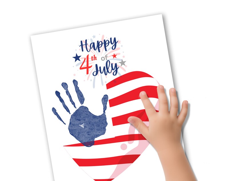 Printable 4th of July Handprint Craft for Kids, 4th of July Keepsake ...