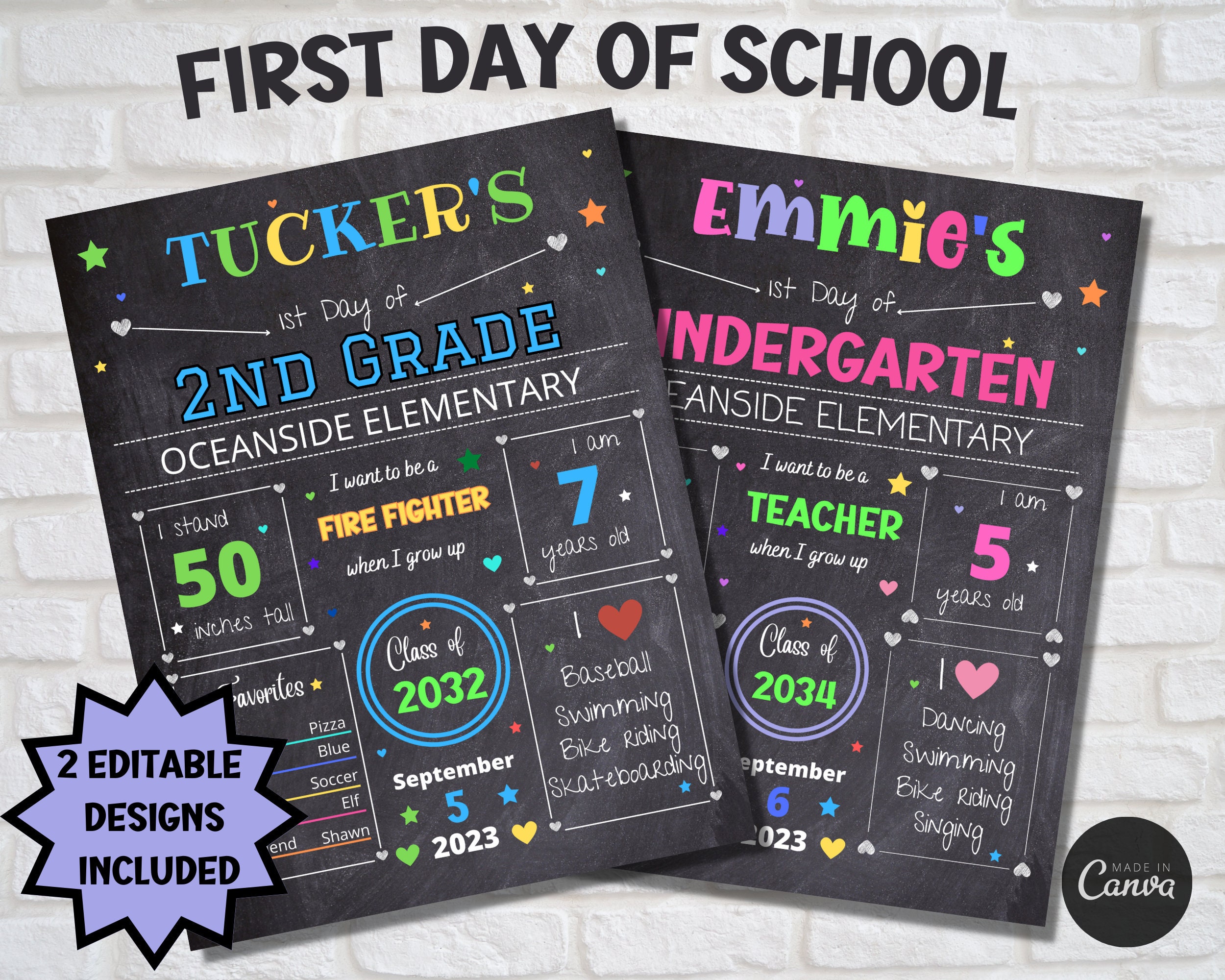 Editable First Day of School Sign Keepsake, Chalkboard First Day of ...