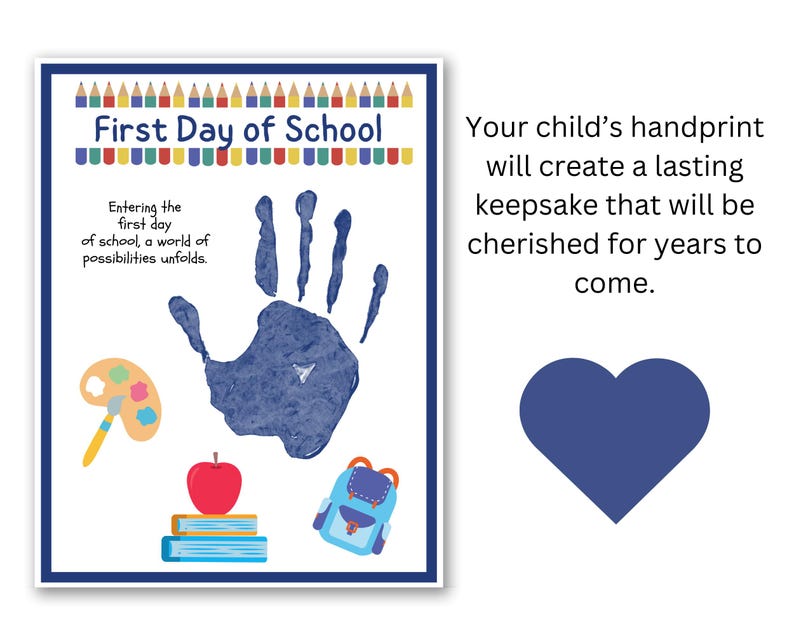 Printable 1st Day of School Handprint Craft for Kids, Back to School ...