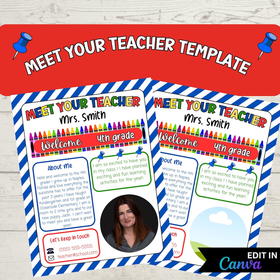 Editable Meet Your Teacher Template: Printable Teacher Bio (8.5 X 11 ...