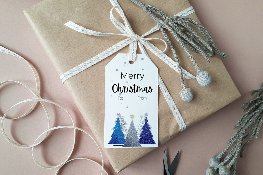 Blue & Silver Printable Christmas Gift Tags - Etsy