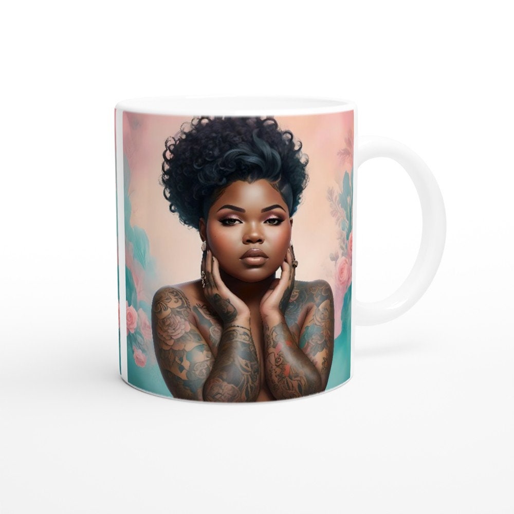 Ceramic Mug Beautiful Woman With Tattoo, Black is Beautiful, Beautiful ...