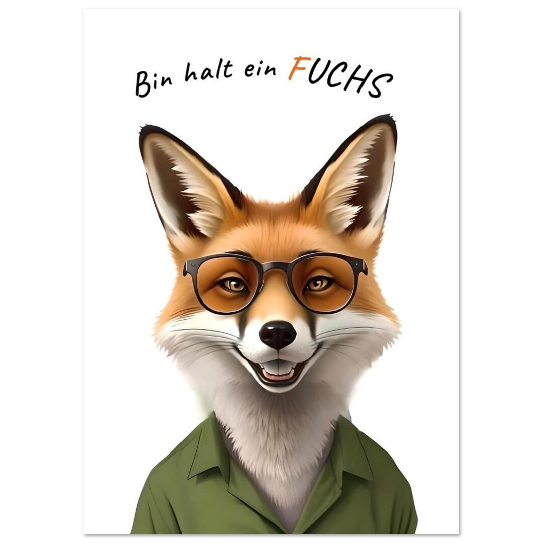 Poster Fox, Fox Glasses, I'm Just a Fox, Funny, Humor, Wall Decoration ...