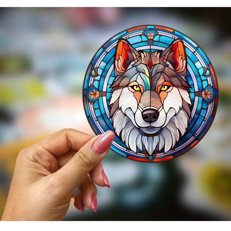 Stained Glass Husky Dog Sticker Unique Pet Themed Decor Siberian Husky ...