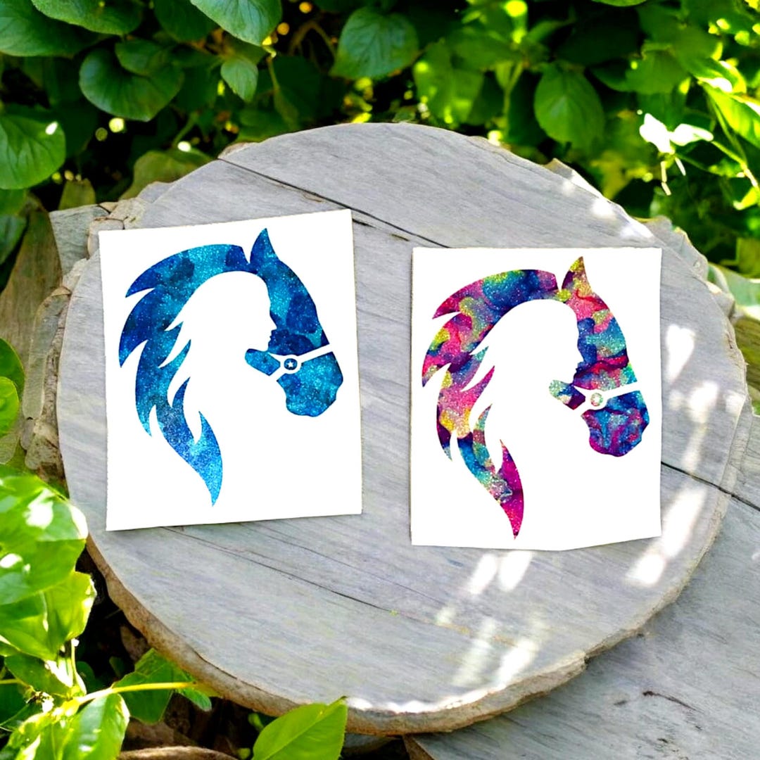 Custom Cowgirl Horse Glitter Decal Sticker, Costal Cowgirl Silhouette ...