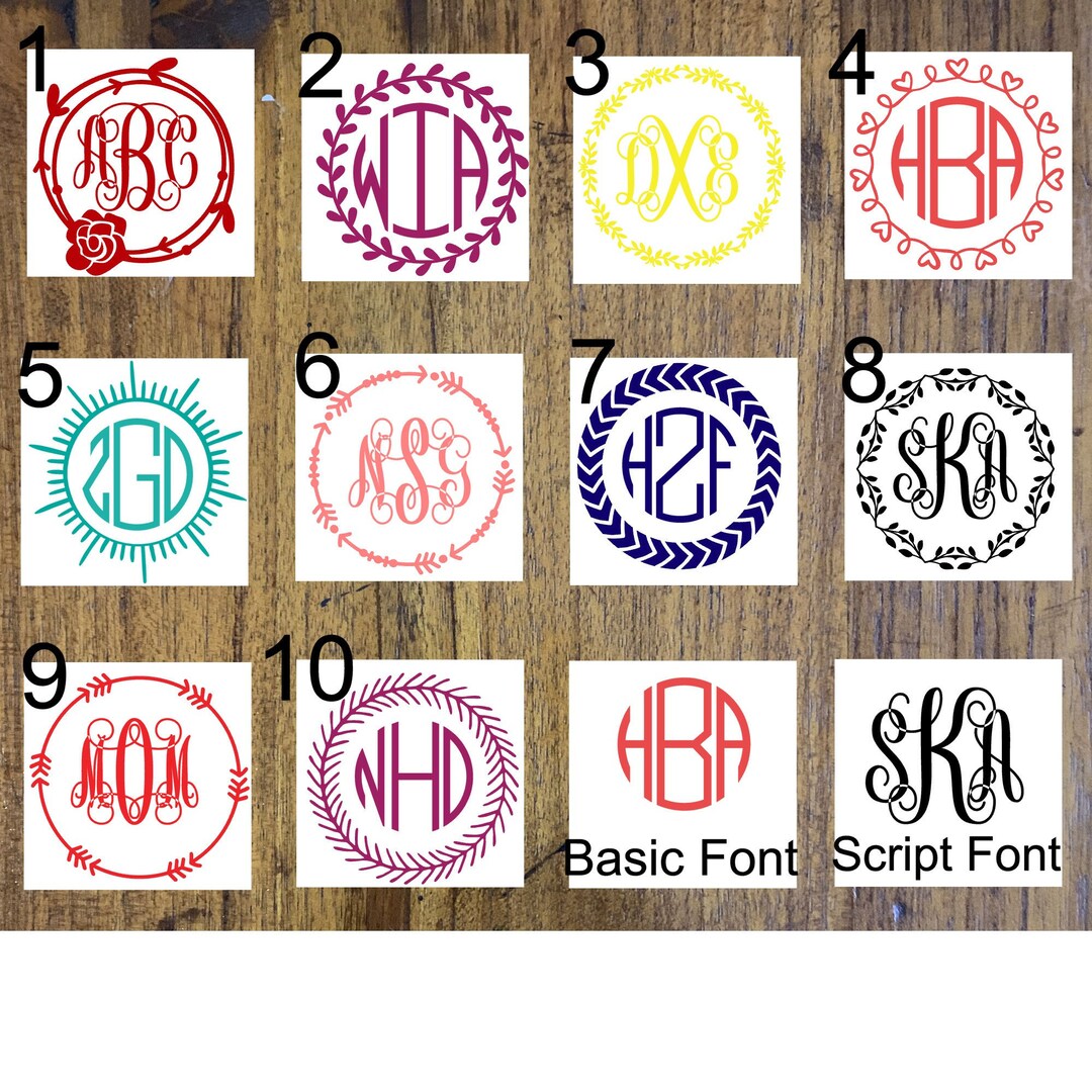 Monogram Sticker, Custom Initial Decal for Cups, Tumblers, Laptops - Etsy