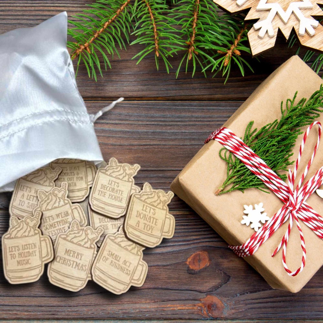 Christmas Advent Calendar Elf Props Reusable Wood Tokens, Holiday ...