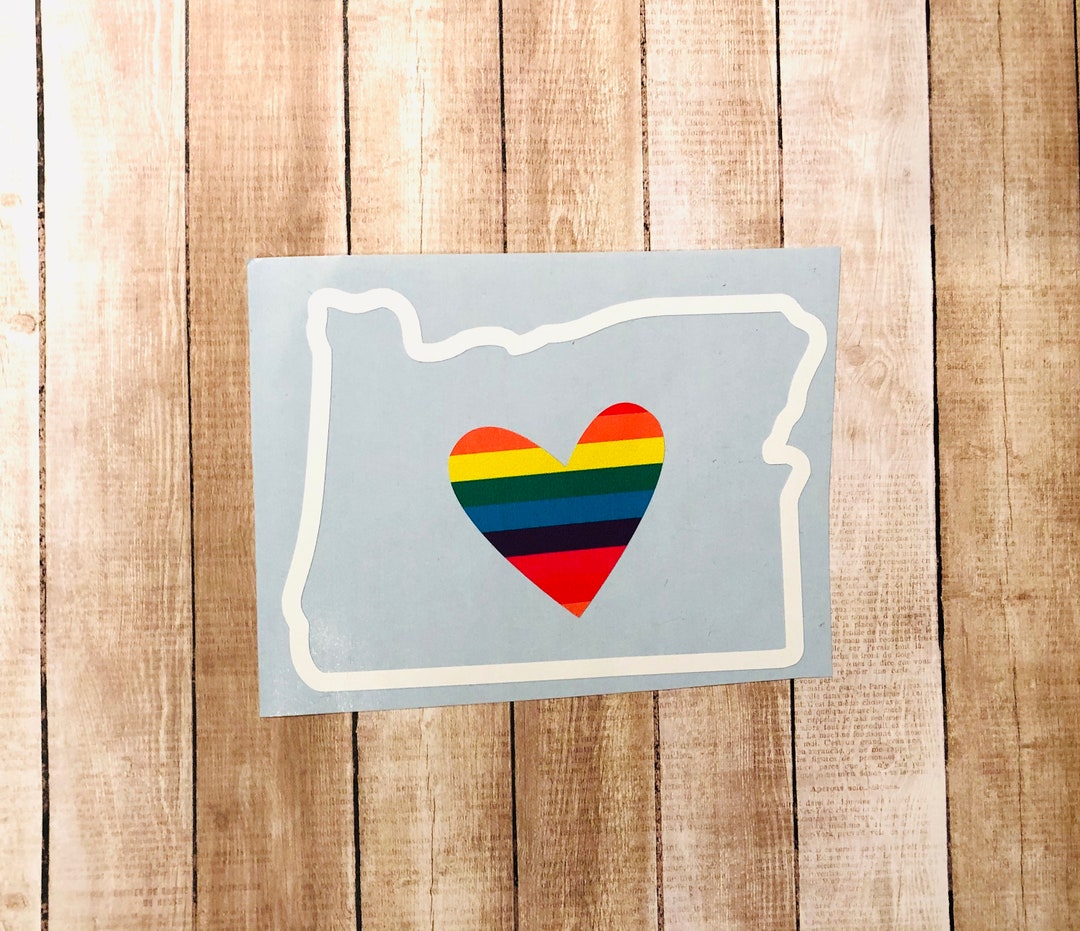 Oregon Rainbow Heart Decal | LGBTQ Pride Oregon Decal | Oregon Pride ...